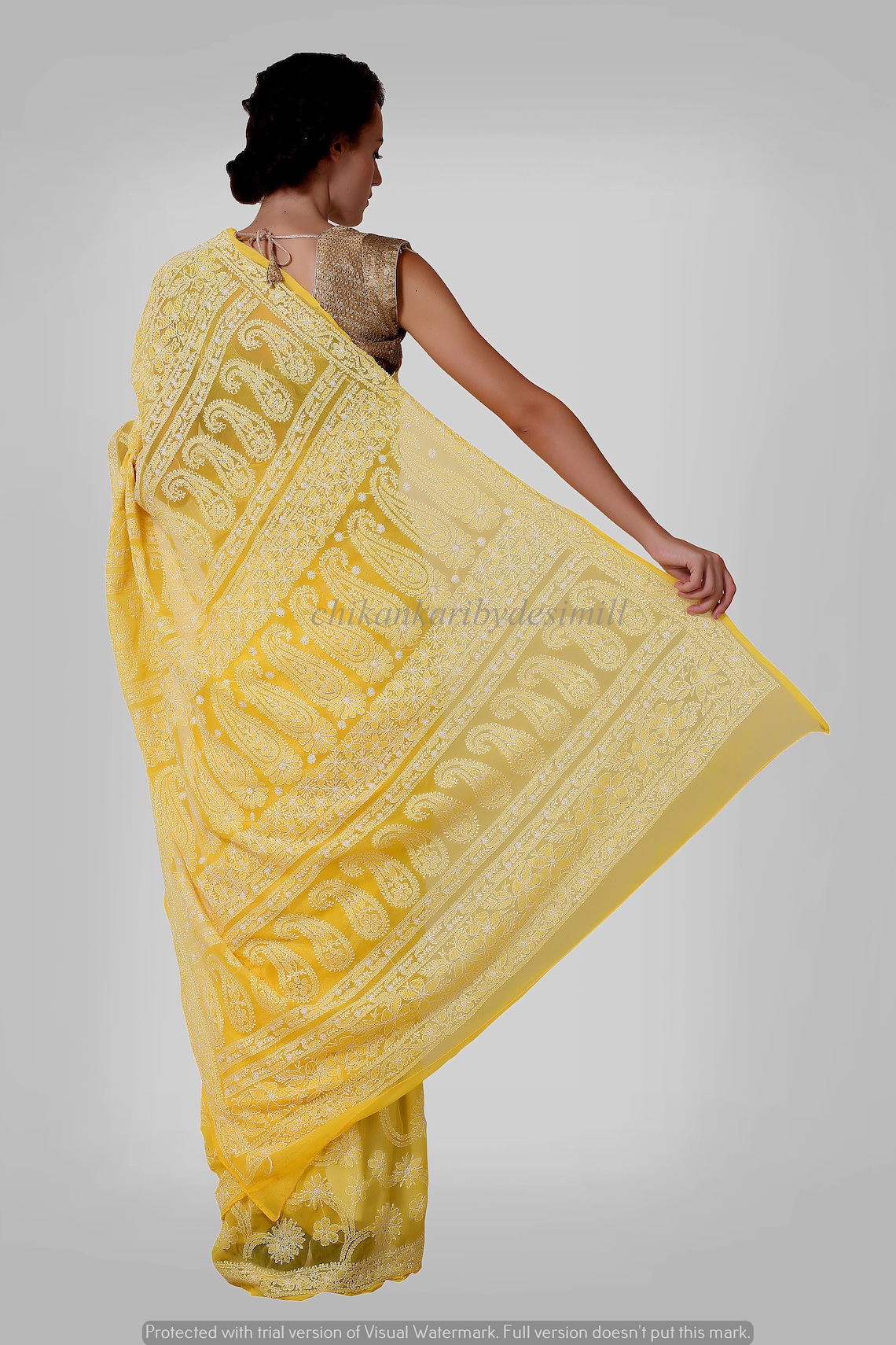 Lucknow Chikankari Hand Embroidered All Over Work Faux - Etsy