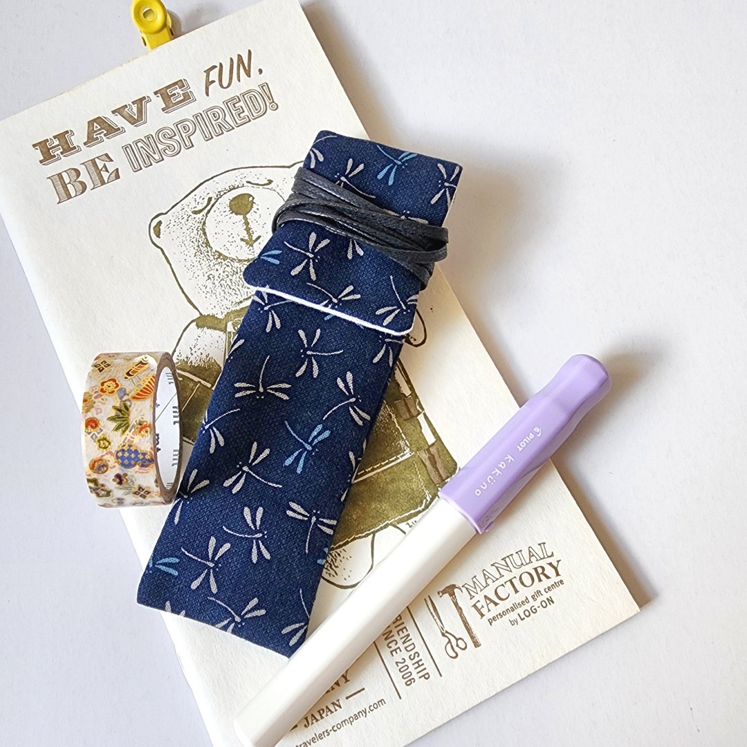 Fountain Pen Sleeve-blue Dragonfly Print, Fabric Pen Holder , Japanese ...