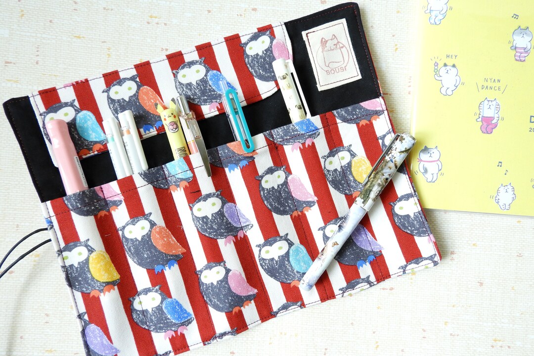 Owl Pen Case Pen Case Roll Pen Roll Fabric Wrap Pen Gift - Etsy