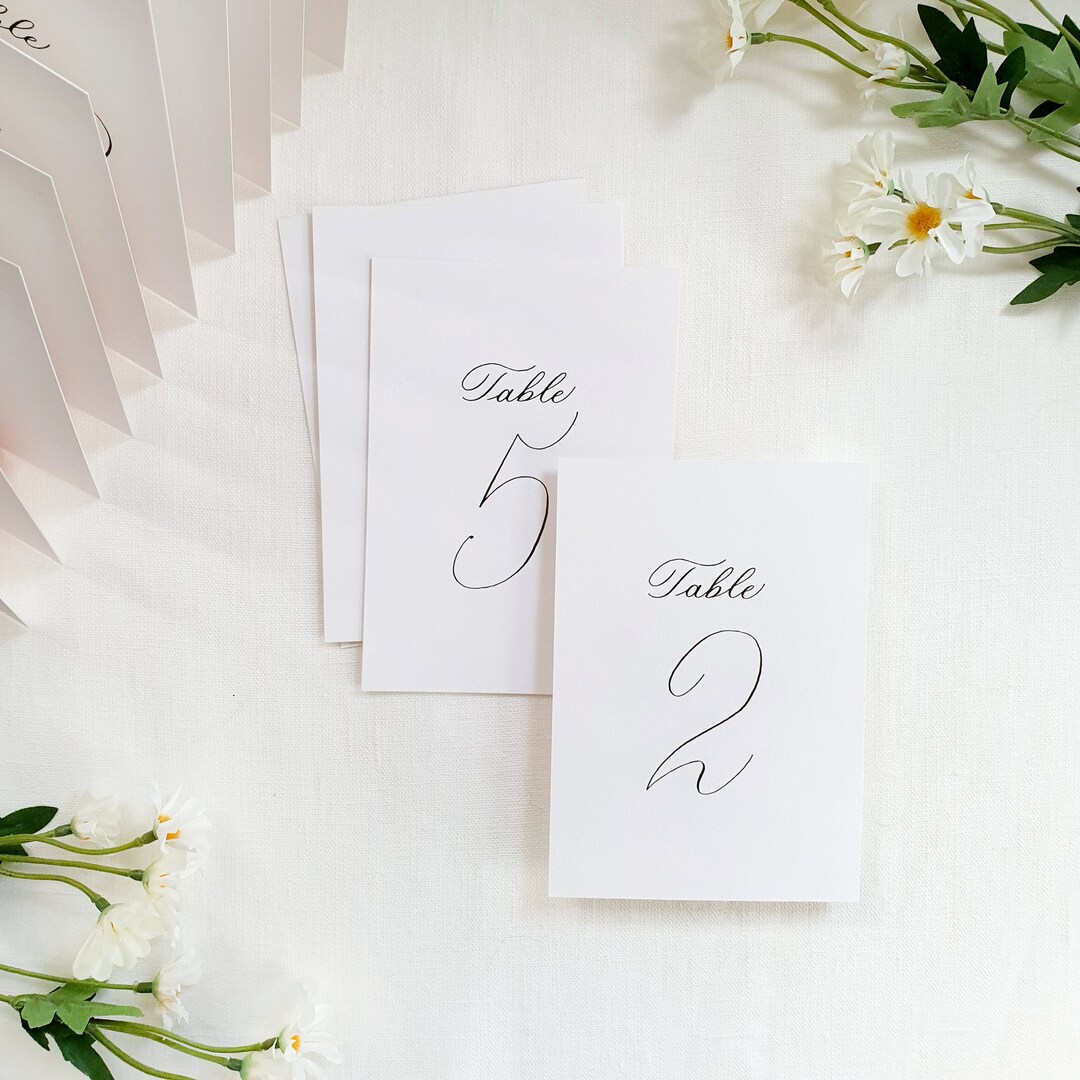 Handwritten Table Numbers Table Number Signs Elegant - Etsy
