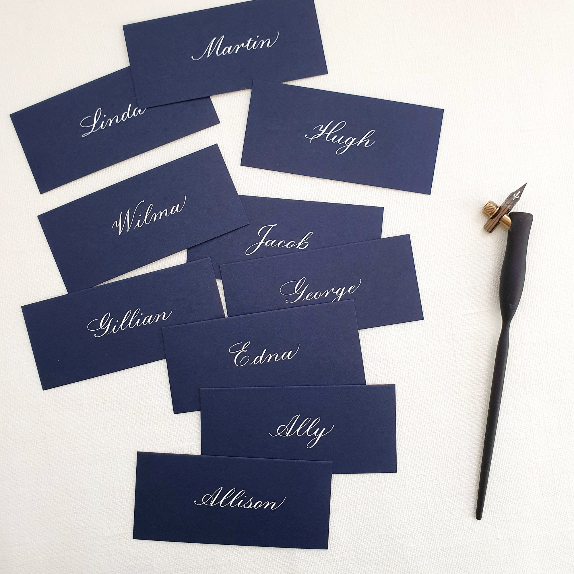 Navy Blue Place Cards Calligraphy Wedding Place Name - Etsy