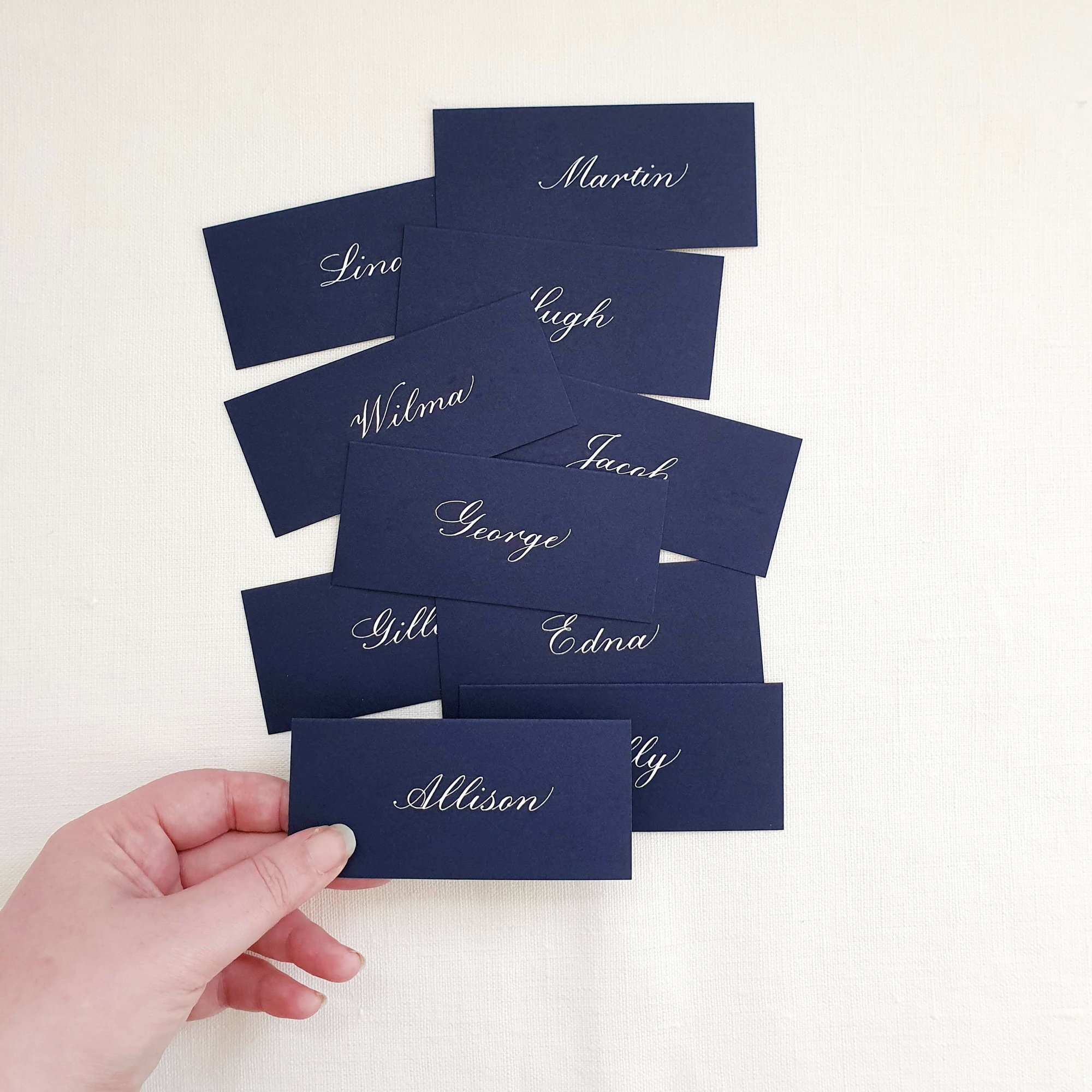 Navy Blue Place Cards Calligraphy Wedding Place Name - Etsy