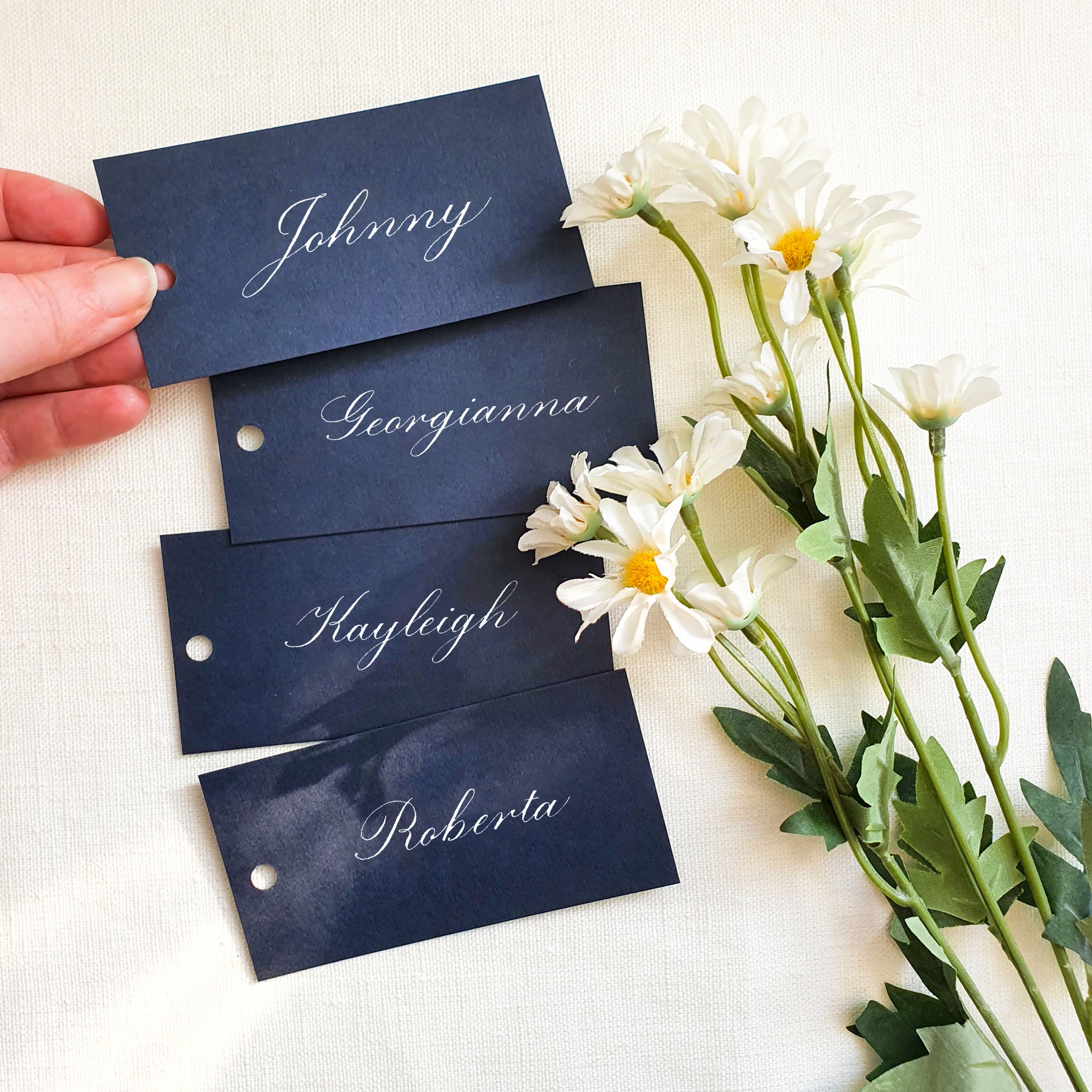 Navy Blue Place Tag Handwritten Wedding Place Cards Wedding Calligraphy ...