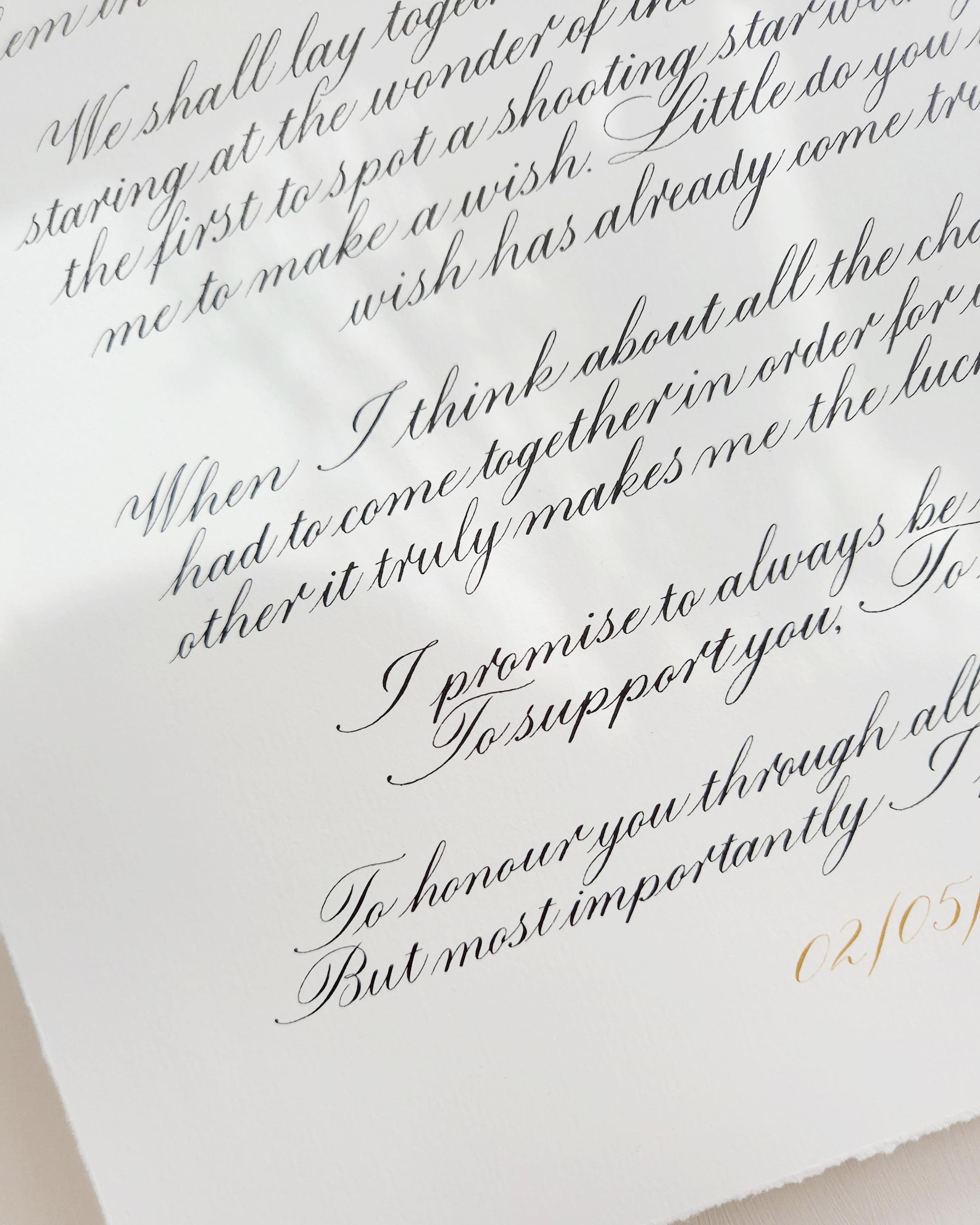 Calligraphy Wedding Vows - Handwritten Poem - Personalised Love Letter ...