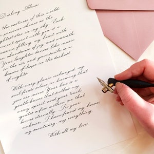 Handwritten Letter With Dusky Pink Envelope - Anniversary Gift, Wedding ...