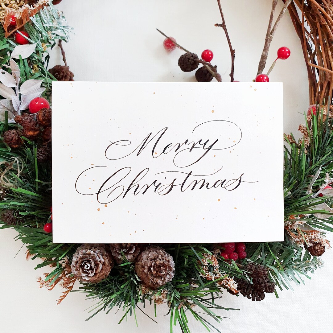 Merry Christmas Card - Modern Calligraphy Christmas Card - Handmade ...