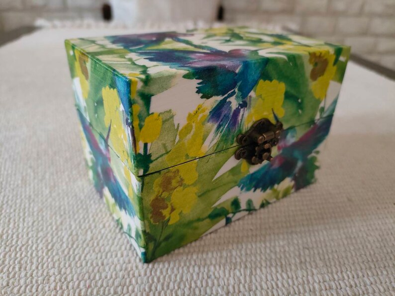 Hummingbird Box Flower Box Jewelry Storage Box Decoupage Box ...