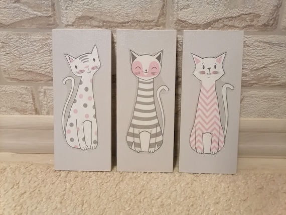 Cat Decor Kitty Wall Decor Nursery Cat Wall Decor Cat Hanging - Etsy