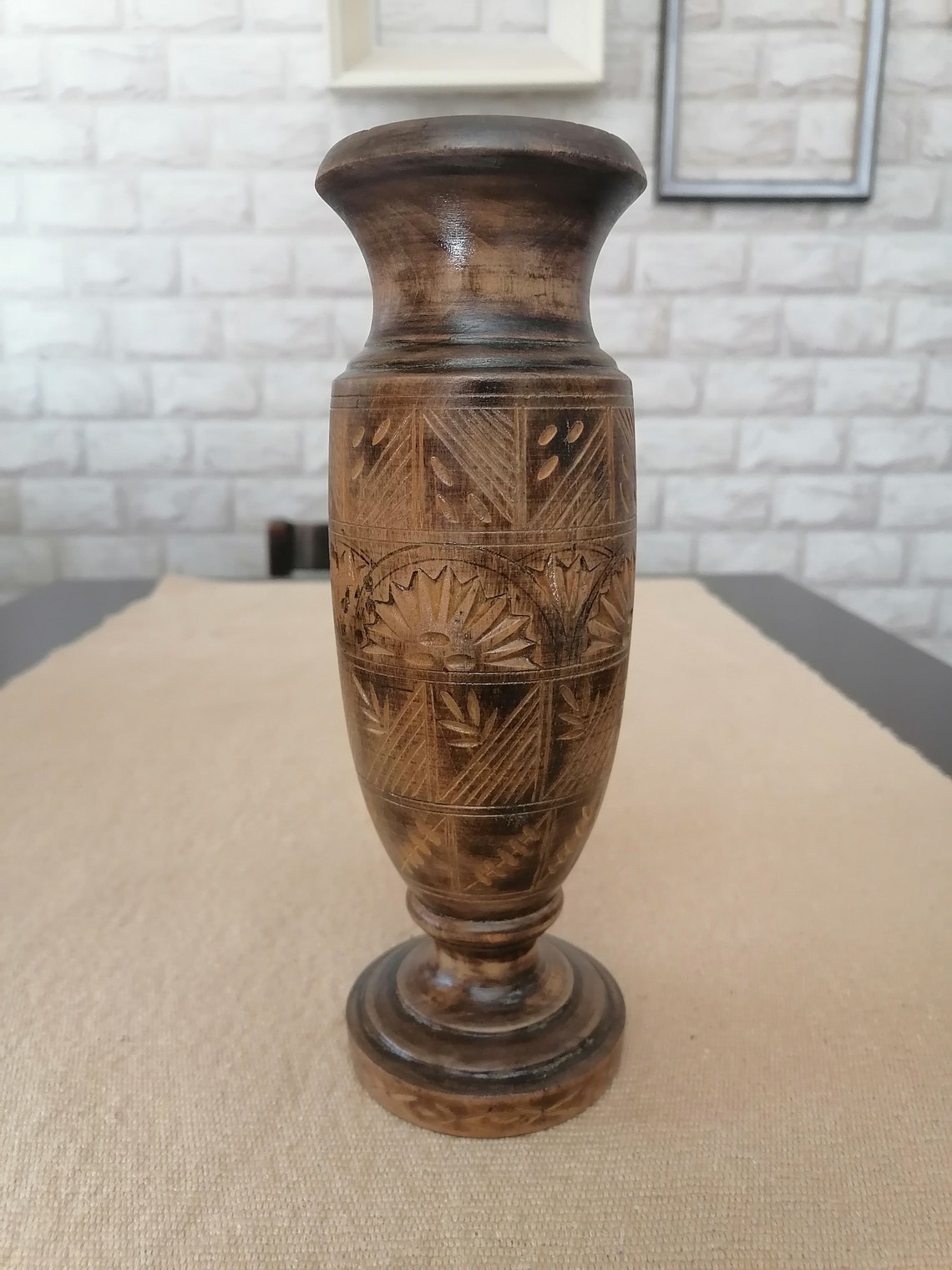 Vintage Hand Carved Vase 70s Antique Wooden Vase Handcrafted - Etsy