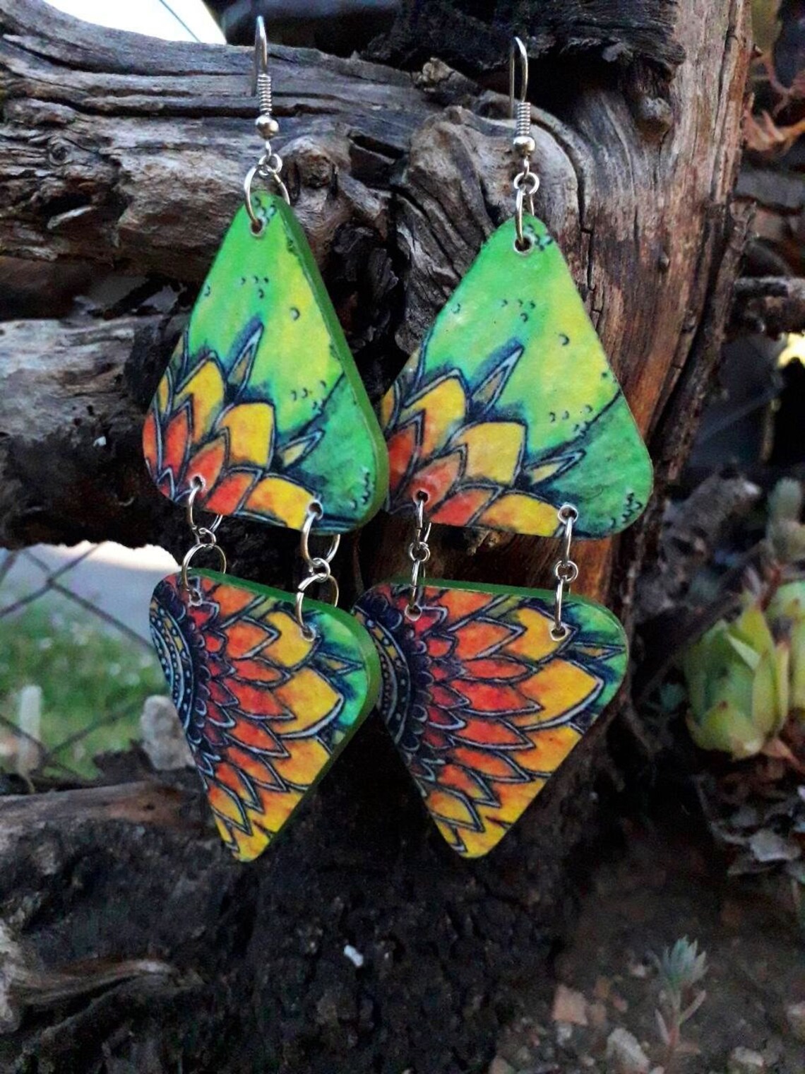 Sunflower Earrings Gypsy Earrings Boho Earrings Dangle - Etsy