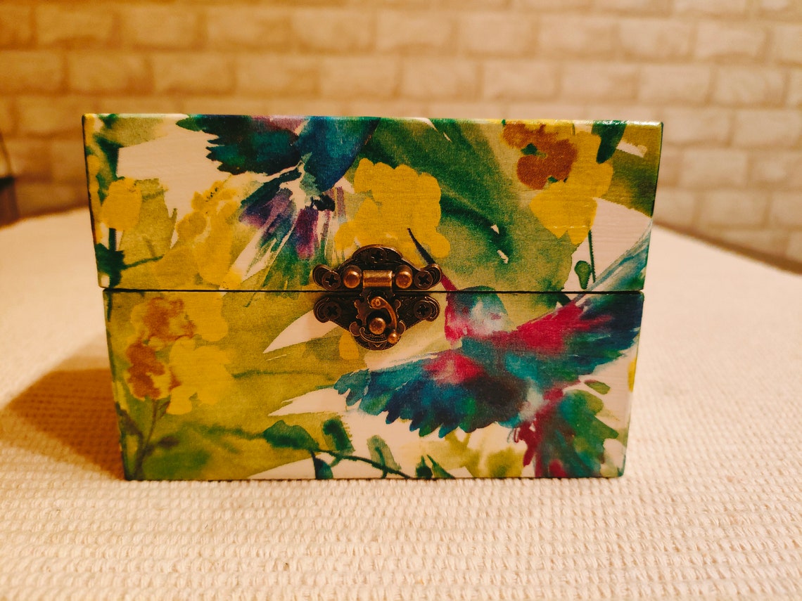Hummingbird Box Flower Box Jewelry Storage Box Decoupage Box - Etsy