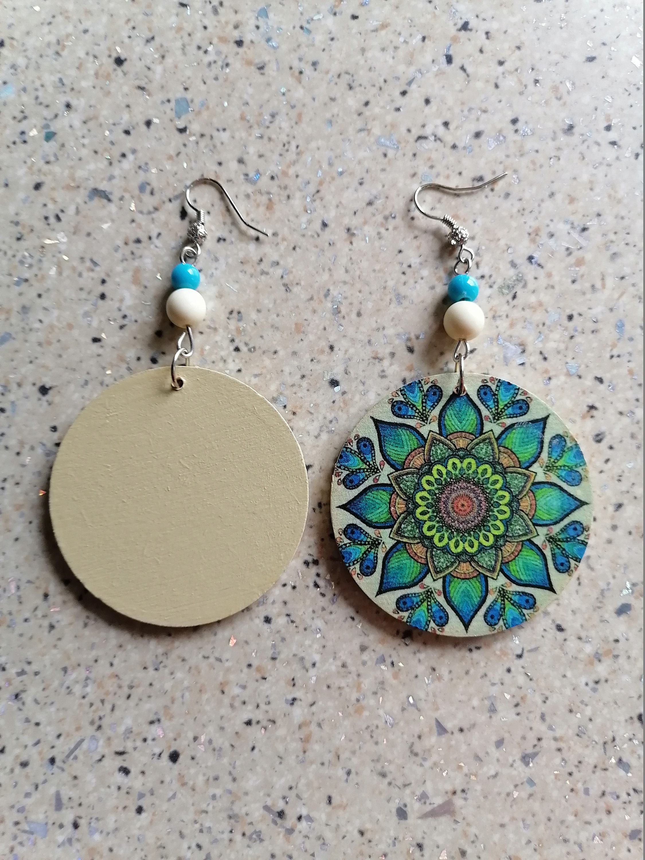 Mandala Earrings Dangle Earrings Handmade Earrings Flower - Etsy