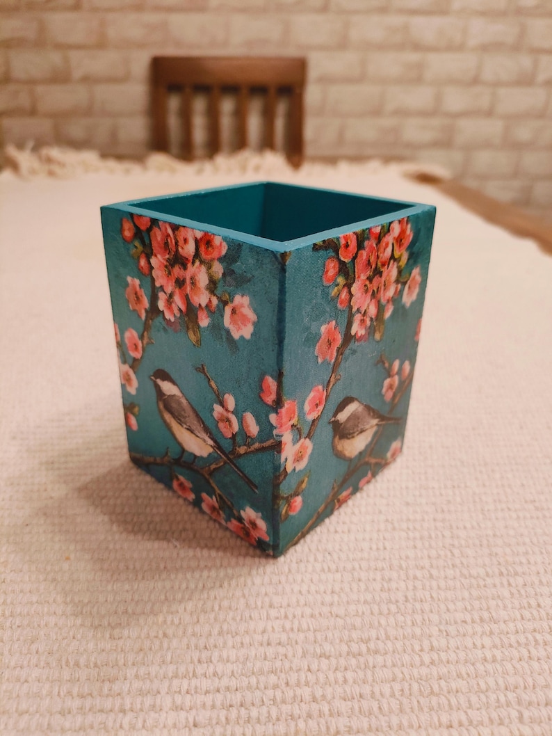 Cherry Blossom Box Flower Box Desk Organizer Makeup Brush Holder Pen ...