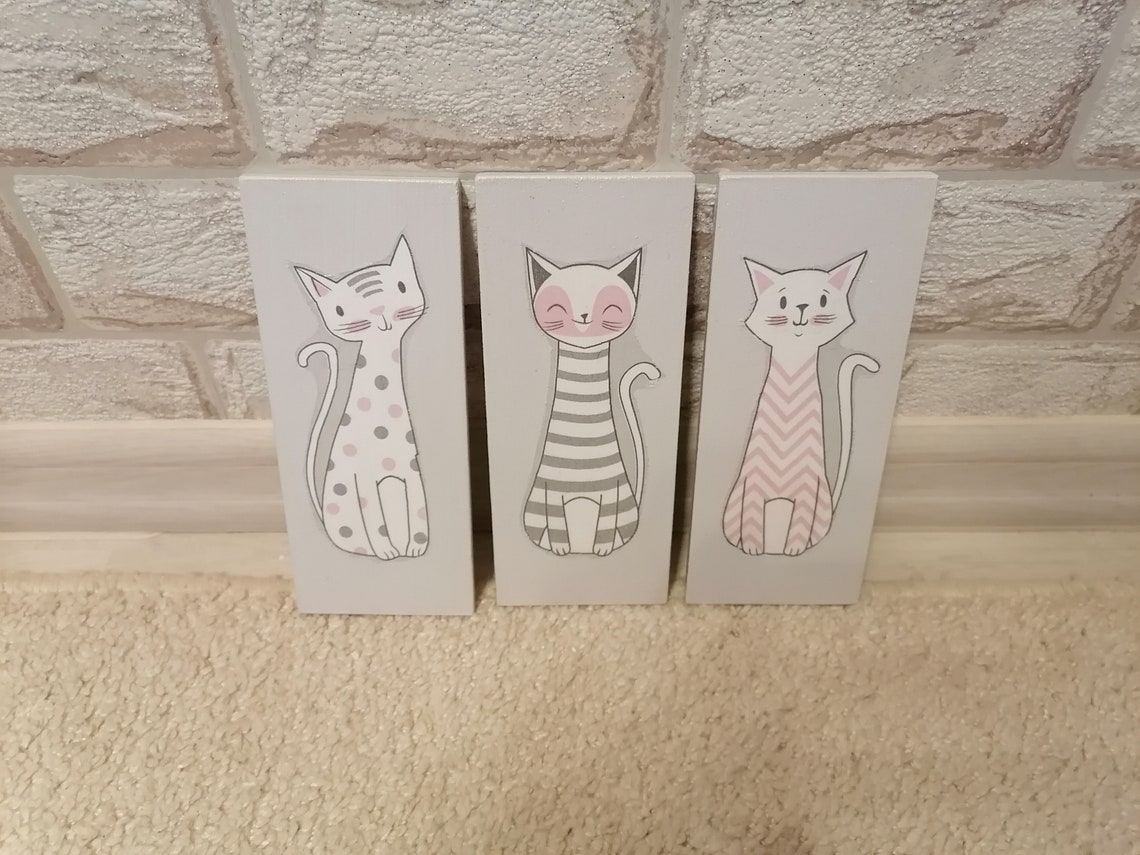 Cat Decor Kitty Wall Decor Nursery Cat Wall Decor Cat Hanging - Etsy