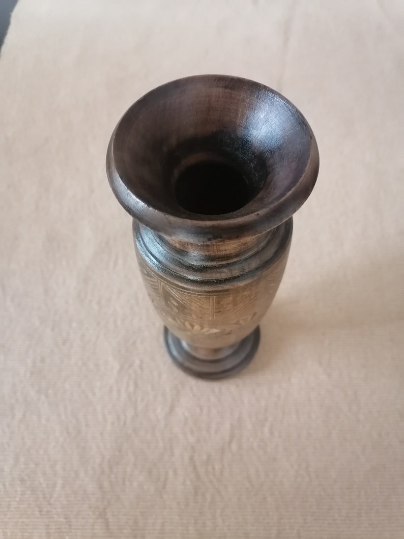 Vintage Hand Carved Vase 70s Antique Wooden Vase Handcrafted - Etsy