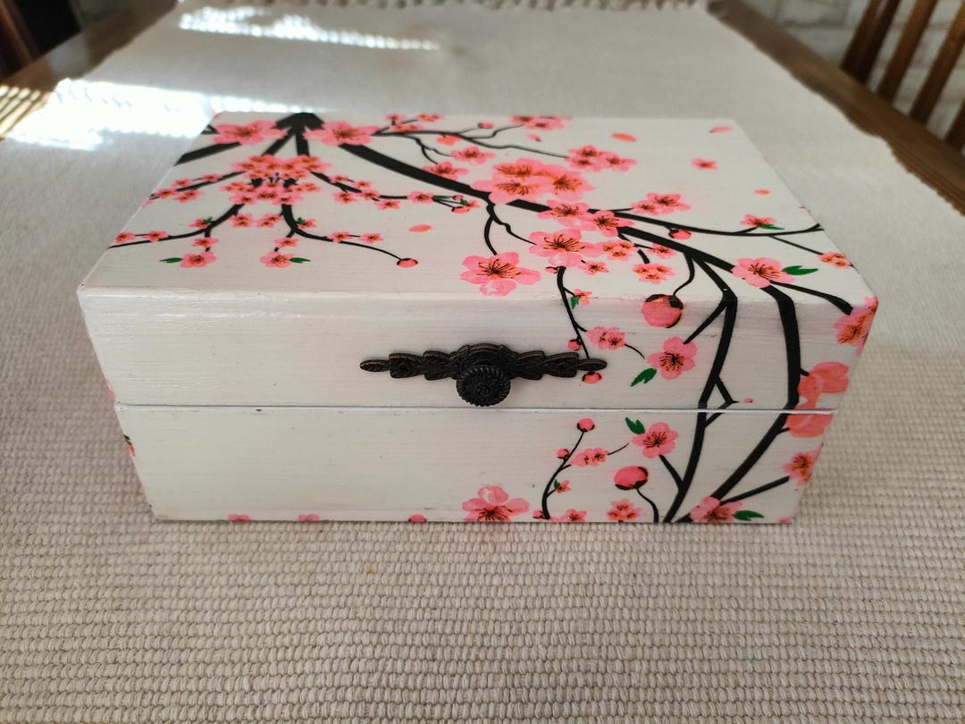 Cherry Blossom Tree Box Flower Box Jewelry Storage Box Decoupage Box ...