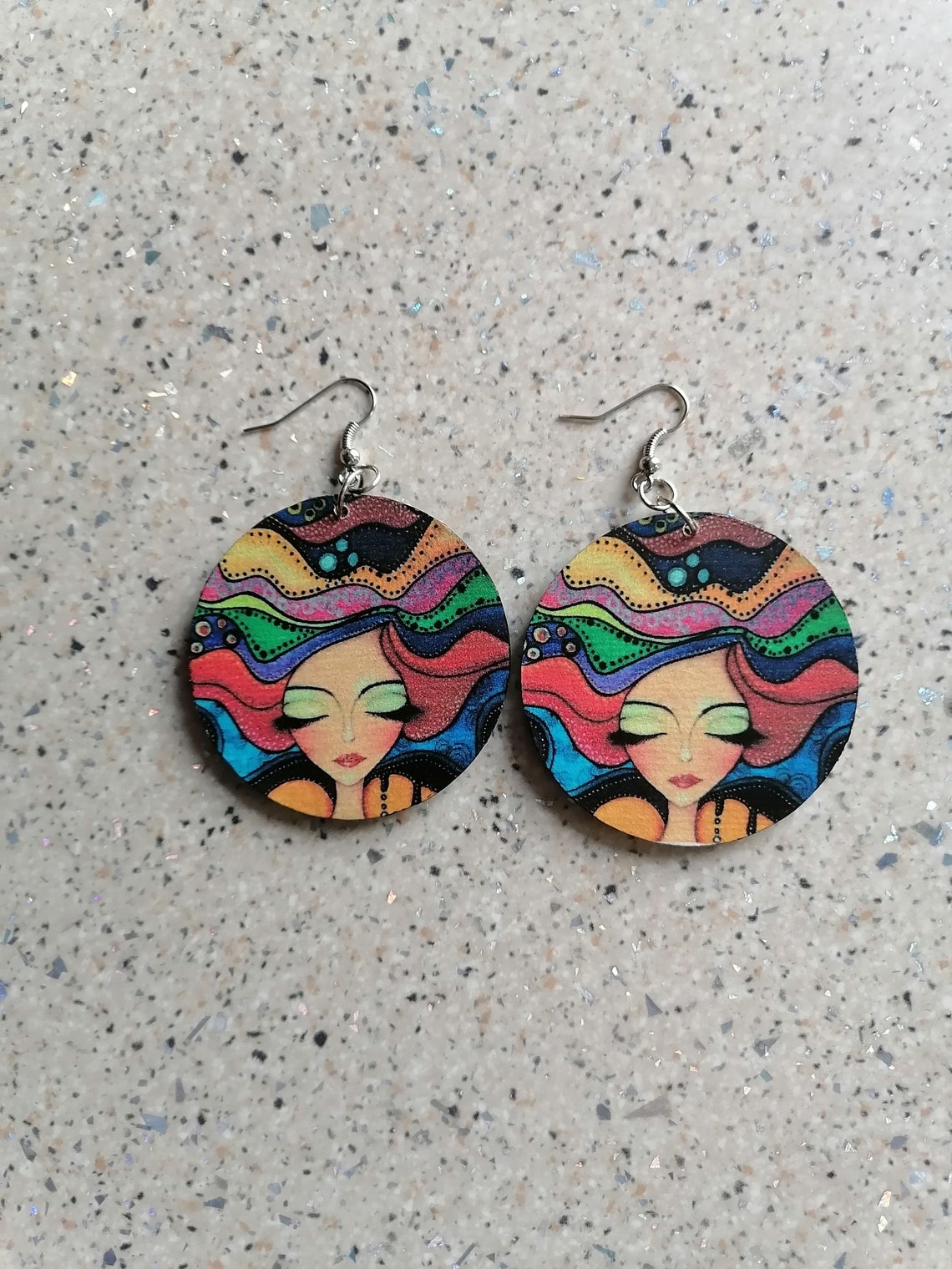 Hippie Earrings Girls Earrings Colorful Jewelry Dangle - Etsy