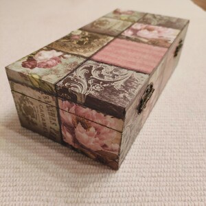 Vintage Look Box Floral Box Rose Box Jewelry Storage Box Decoupage Box ...