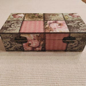 Vintage Look Box Floral Box Rose Box Jewelry Storage Box Decoupage Box ...