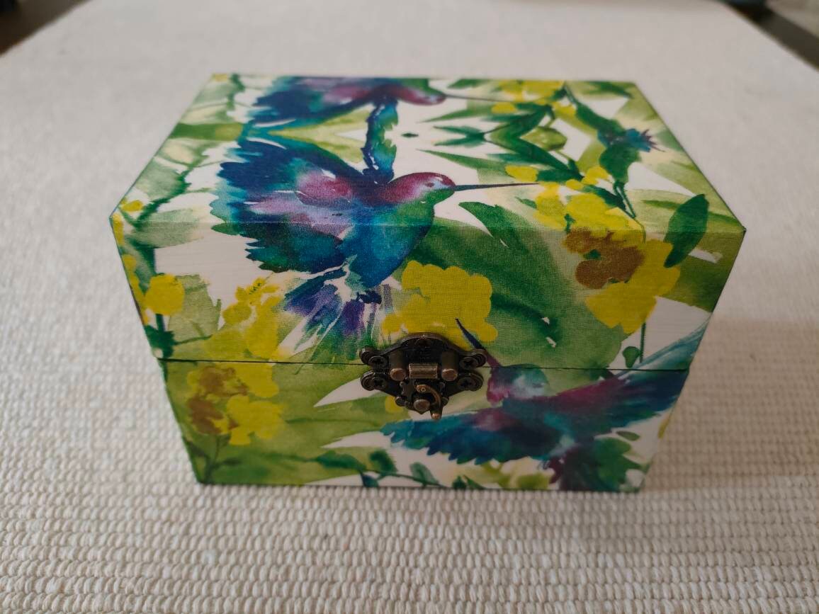 Hummingbird Box Flower Box Jewelry Storage Box Decoupage Box ...