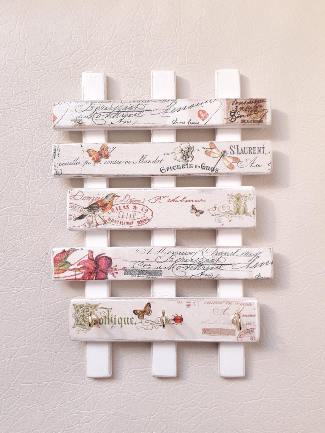 Shabby Chic Decor Key Holder for Wall Necklace Organizer Wall Key ...