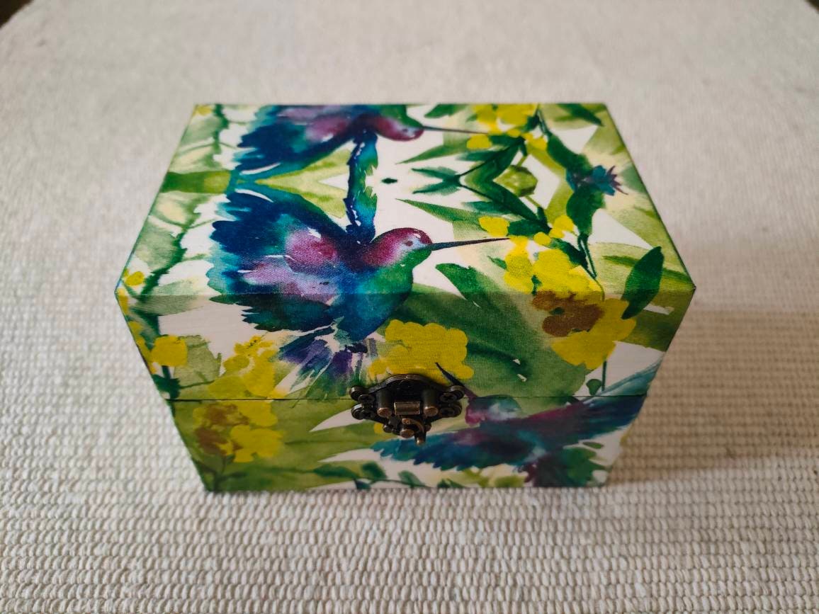 Hummingbird Box Flower Box Jewelry Storage Box Decoupage Box ...