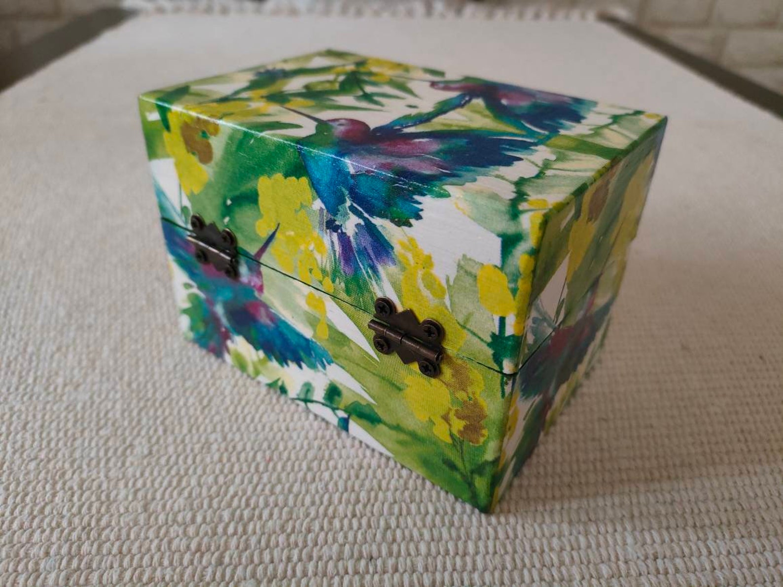Hummingbird Box Flower Box Jewelry Storage Box Decoupage Box ...