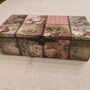 Vintage Look Box Floral Box Rose Box Jewelry Storage Box Decoupage Box ...