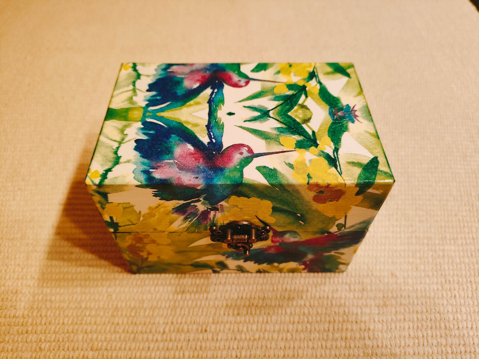Hummingbird Box Flower Box Jewelry Storage Box Decoupage Box - Etsy