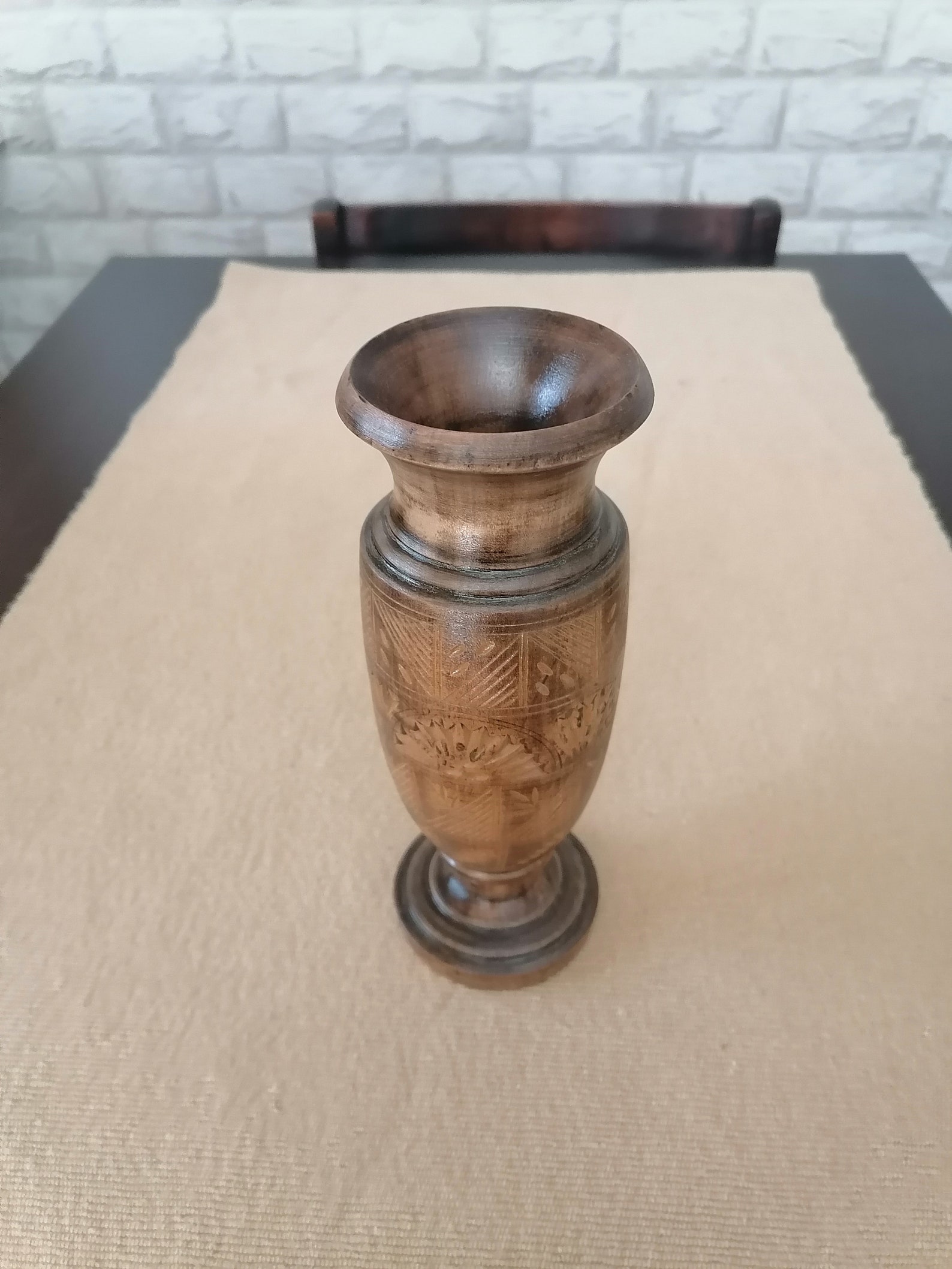 Vintage Hand Carved Vase 70s Antique Wooden Vase Handcrafted - Etsy