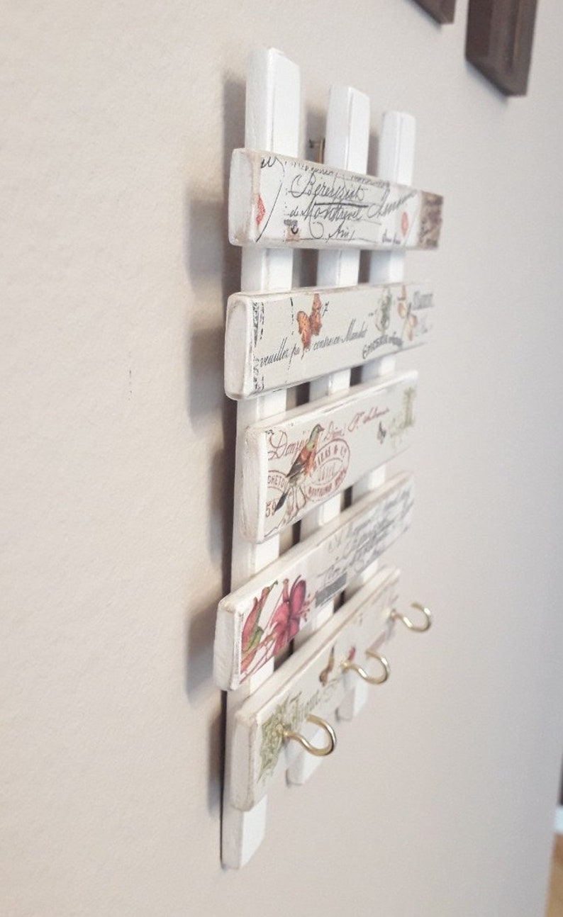 Shabby Chic Decor Key Holder for Wall Necklace Organizer Wall Key ...