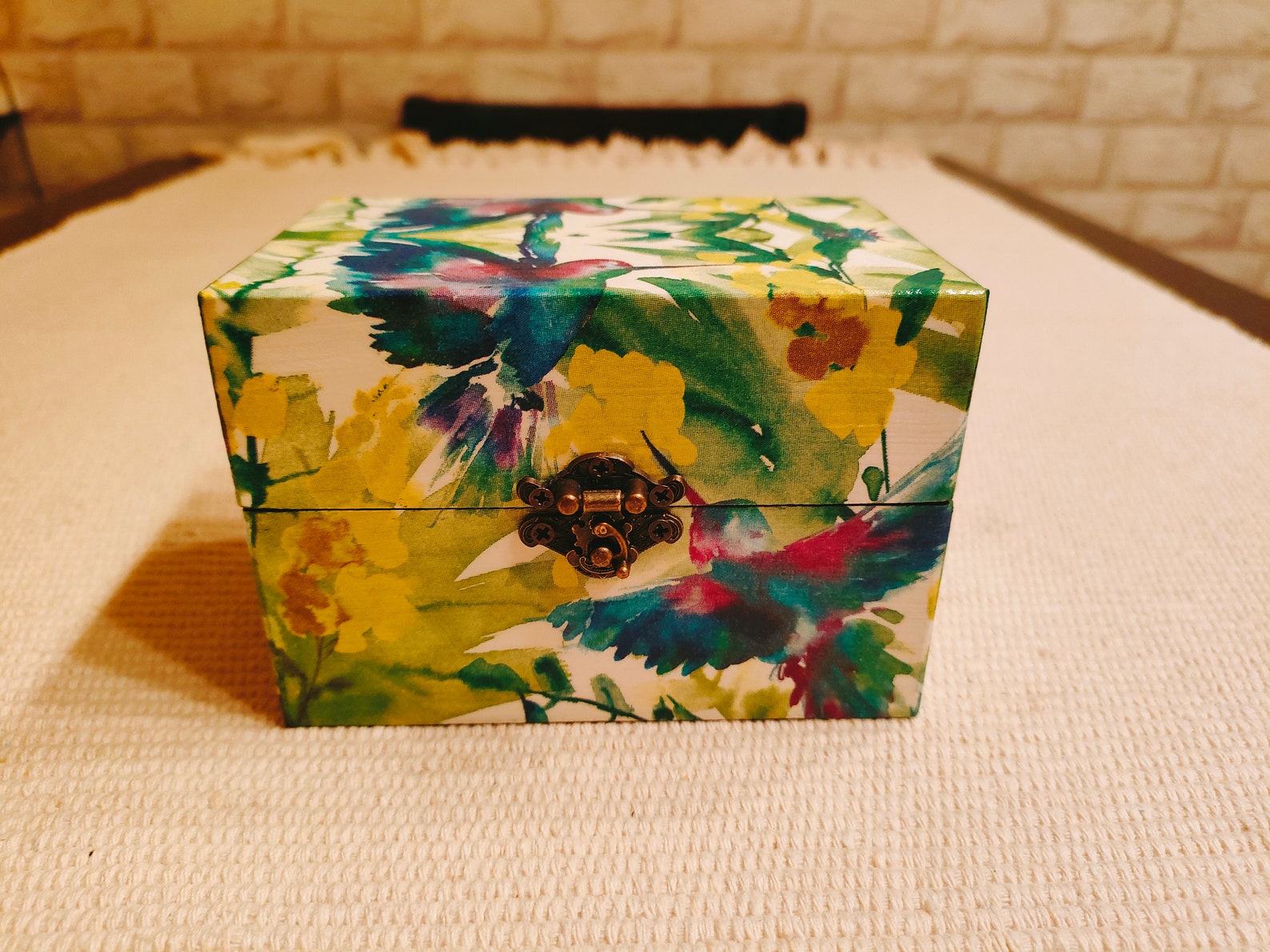 Hummingbird Box Flower Box Jewelry Storage Box Decoupage Box - Etsy