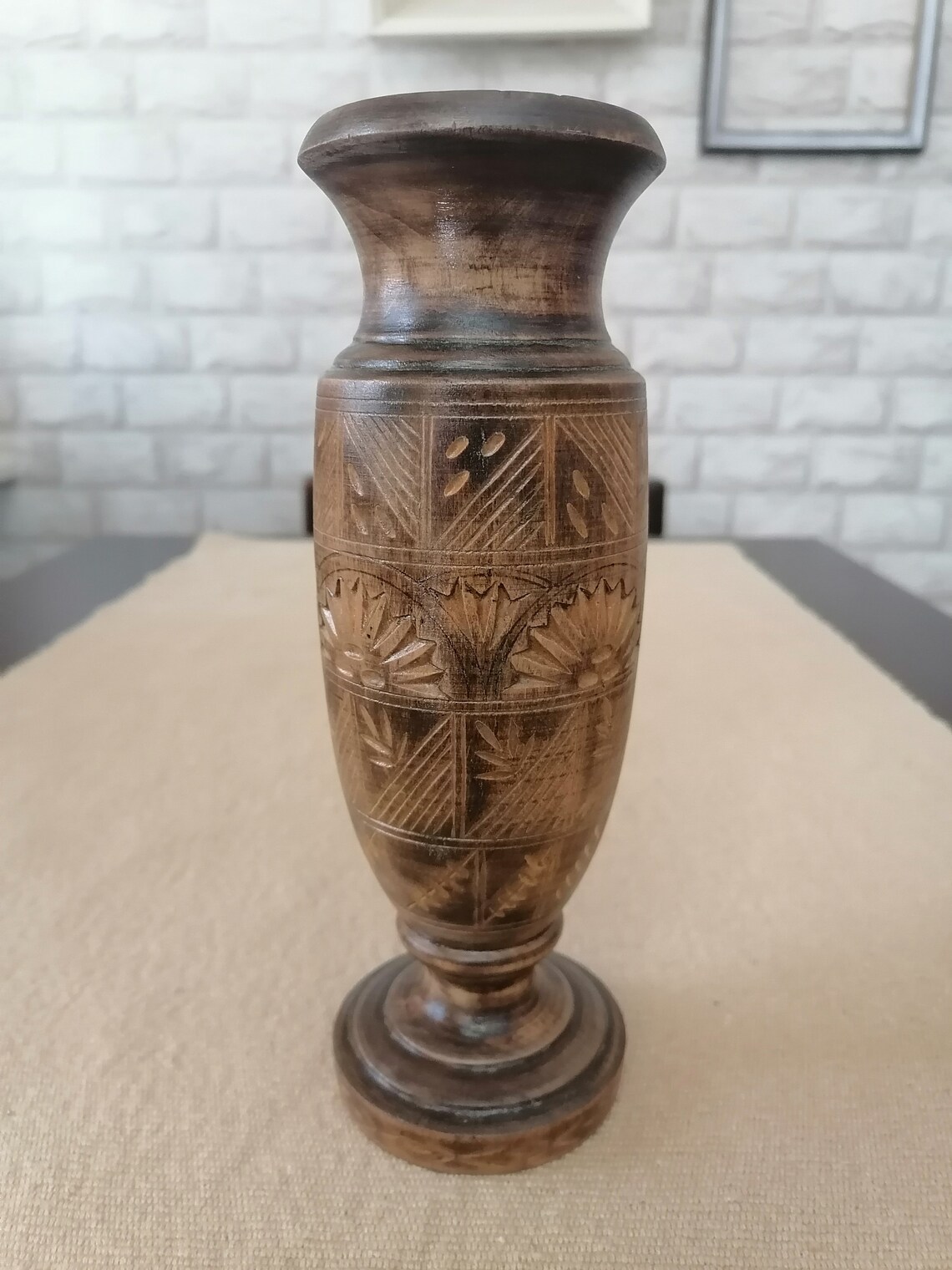 Vintage Hand Carved Vase 70s Antique Wooden Vase Handcrafted - Etsy