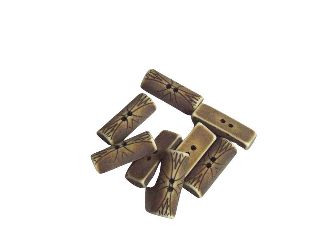 Vintage NOS 20mm Mock Dark Carved Cross Bone Toggle Ideal for Duffle ...