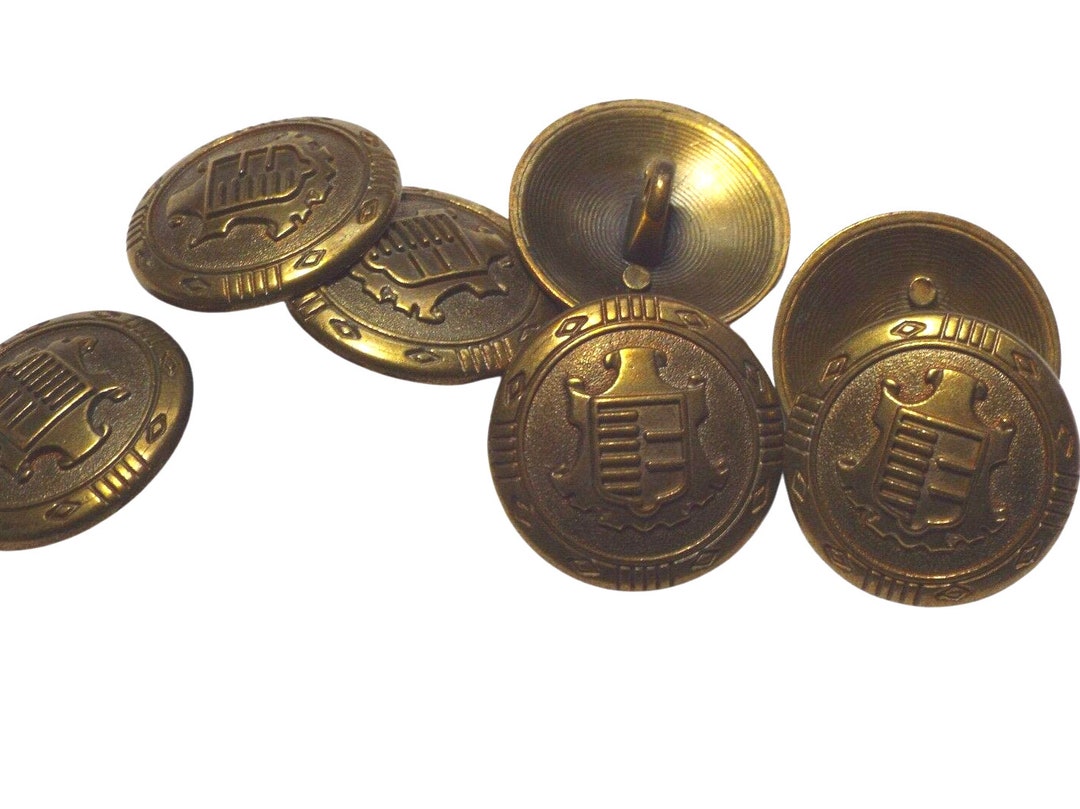 Vintage NOS 25mm Bronze Heraldic Crested Metal Military Blazer Coat ...