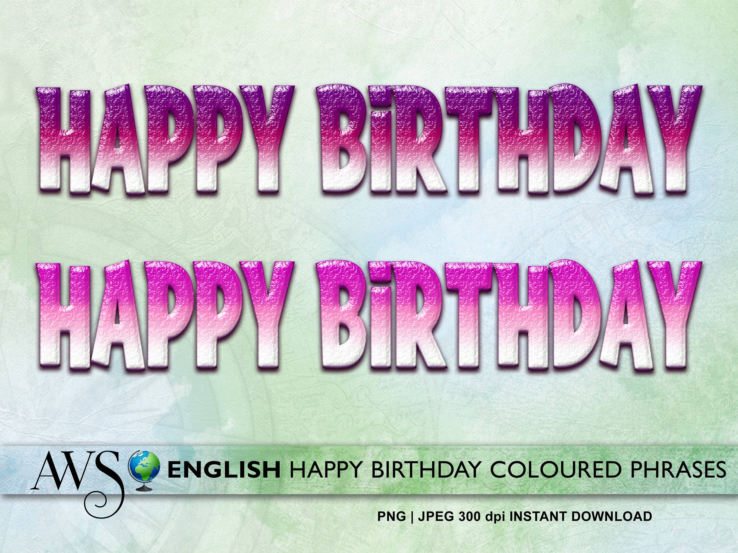 8 Digital Word Art Birthday Sentiments - Printable Digital Stamps ...