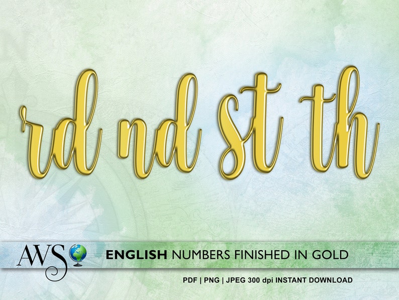 Gold Numbers Clipart, Number Clip Art Gold Symbols Digital Individual ...