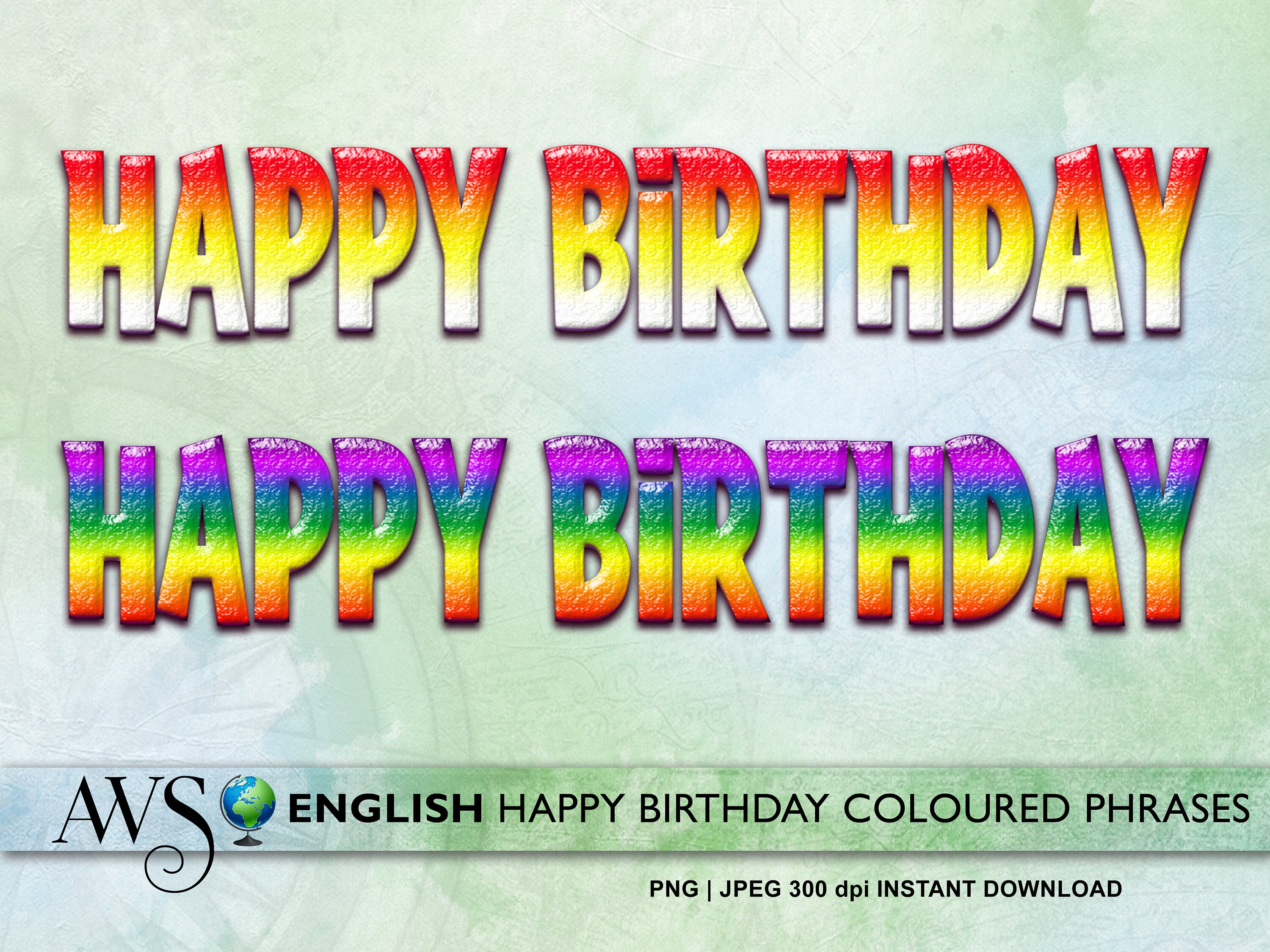 8 Digital Word Art Birthday Sentiments - Printable Digital Stamps ...