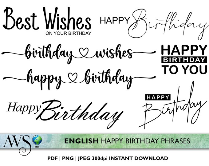 7 Digital Word Art Birthday Sentiments - Happy Birthday Verses ...