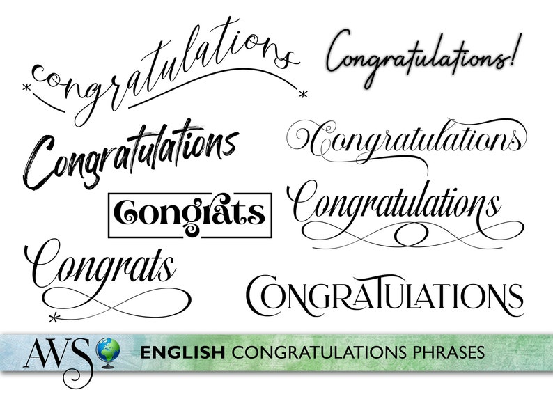 Congratulations Digital Stamps for Cardmaking PNG | JPEG | PDF Instant ...
