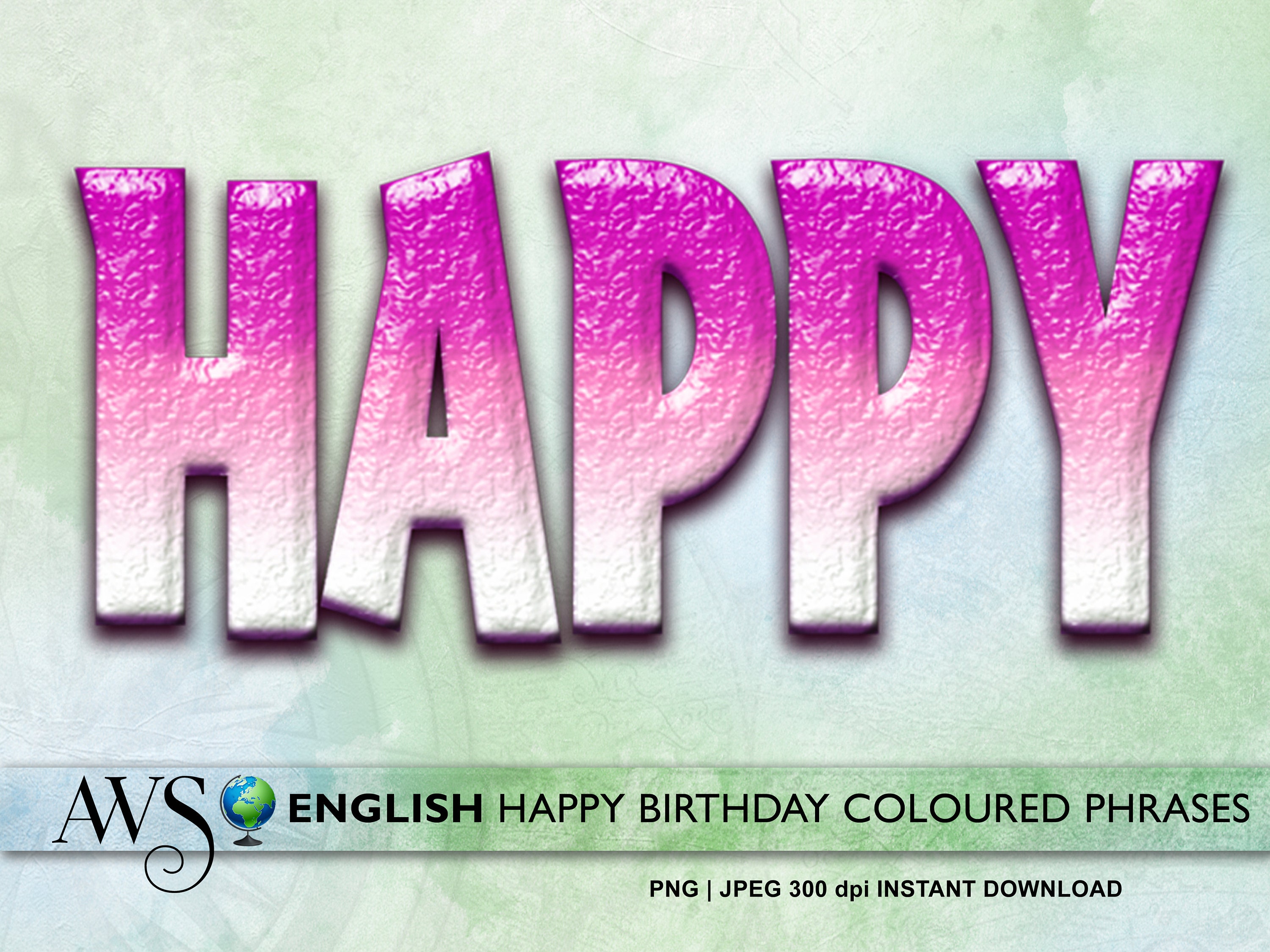 8 Digital Word Art Birthday Sentiments - Printable Digital Stamps ...