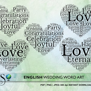 5 Digital Word Art Wedding Word Art - Wedding Printables JPEG PNG PDF ...
