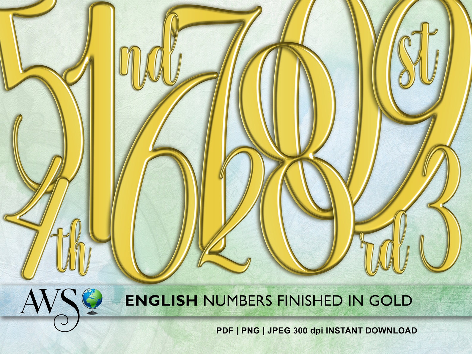 Gold Numbers Clipart, Number Clip Art Gold Symbols Digital Individual ...