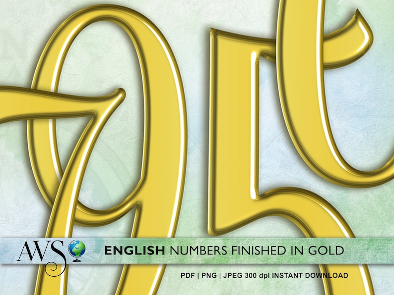 Gold Numbers Clipart, Number Clip Art Gold Symbols Digital Individual ...