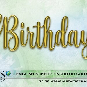 Gold Numbers Clipart, Number Clip Art Gold Symbols Digital Individual ...