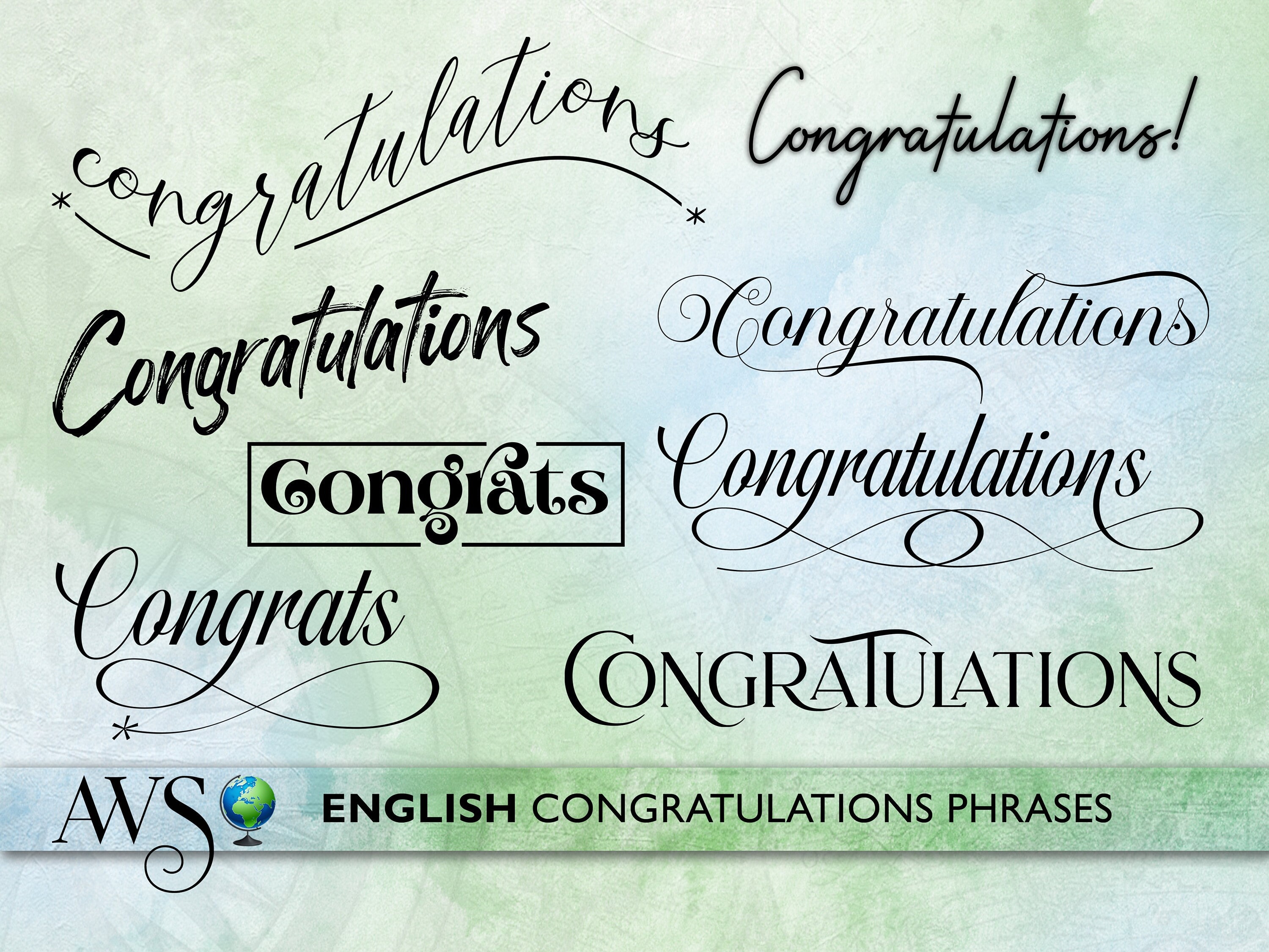 Congratulations Digital Stamps for Cardmaking PNG | JPEG | PDF Instant ...