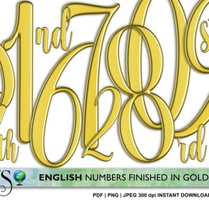 Gold Numbers Clipart, Number Clip Art Gold Symbols Digital Individual ...