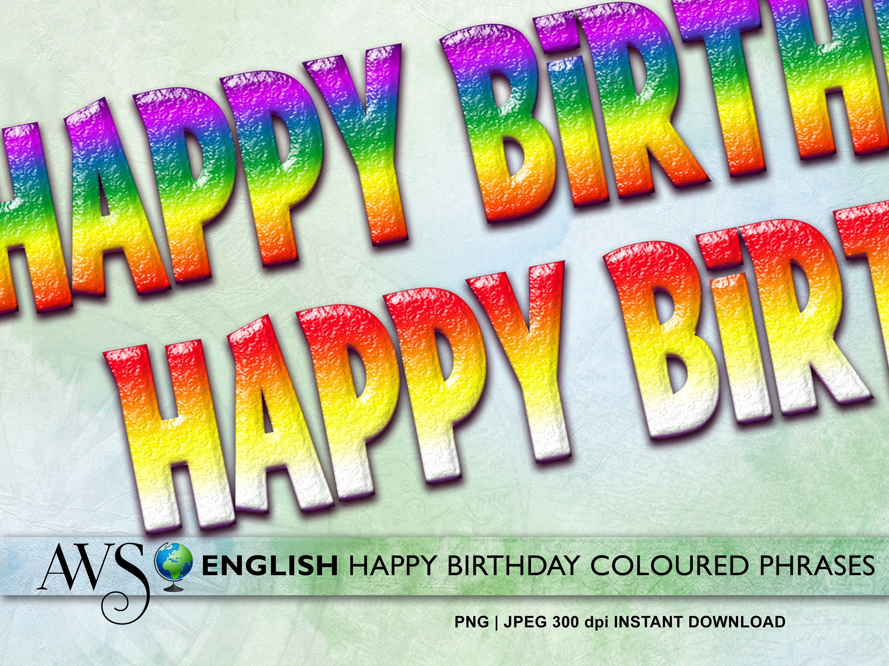 8 Digital Word Art Birthday Sentiments - Printable Digital Stamps ...