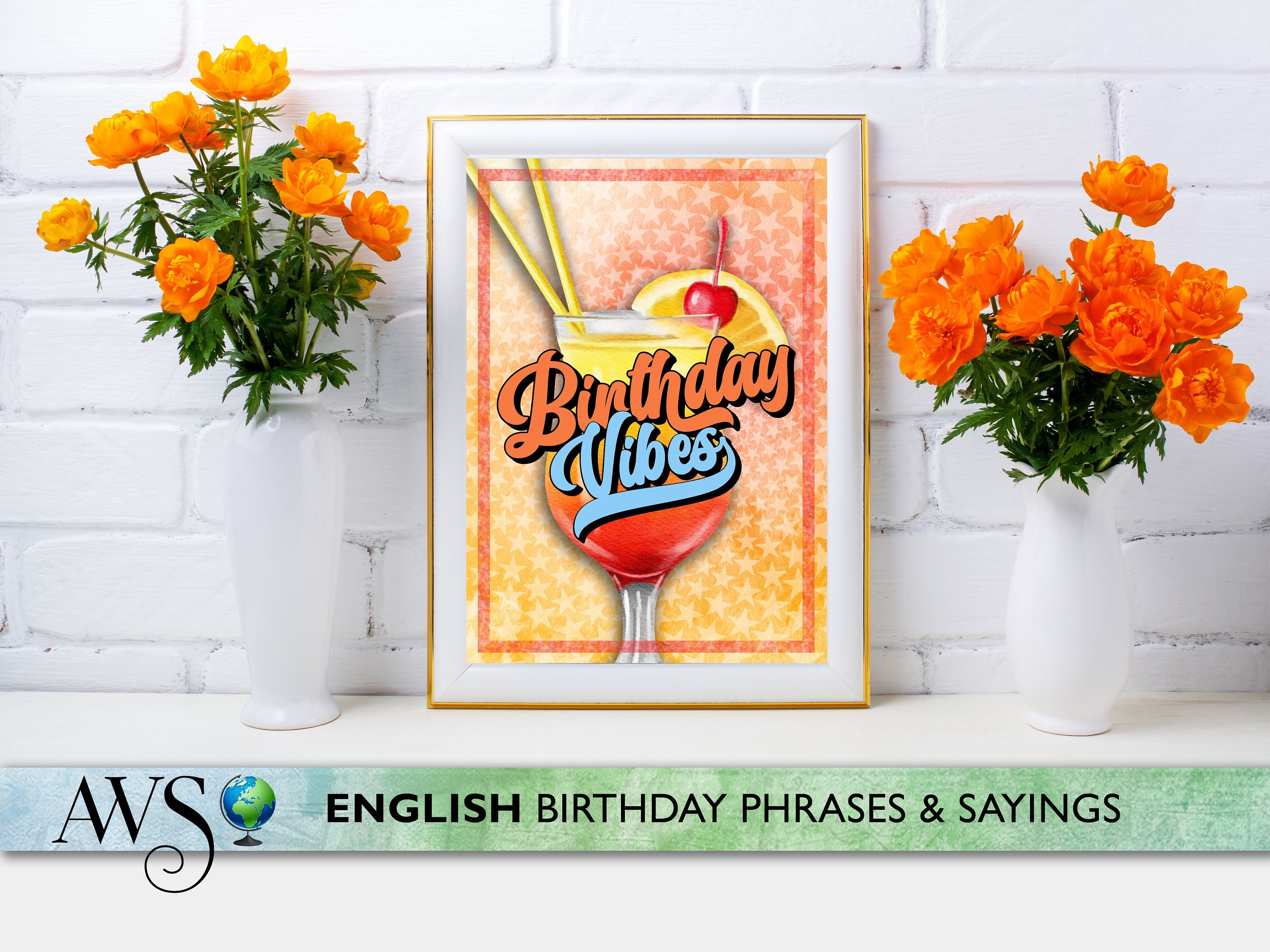 5 Digital Word Art Birthday Sentiments Printable Digi Stamps Happy ...