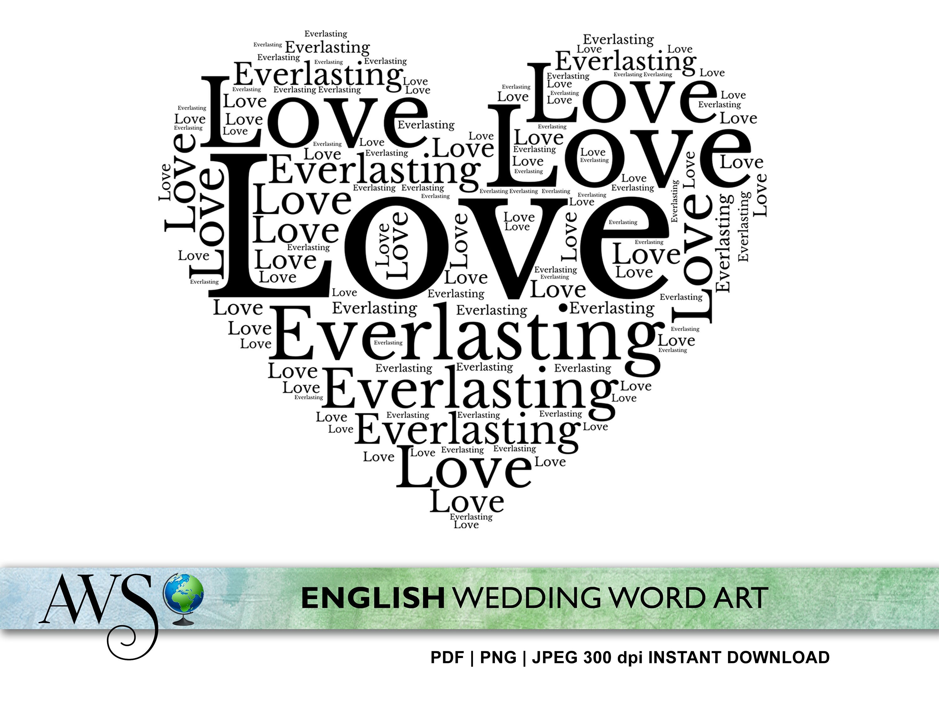 5 Digital Word Art Wedding Word Art - Wedding Printables JPEG PNG PDF ...